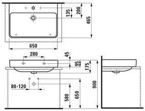 Laufen Pro S Umyvadlo broušené 65 x 46,5 cm, bílá H8169640001041