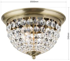 Orion DLU 1840/35-Křišťálové str. svítidlo PLAFOND 3xE27/40W/230V pr.35 cm bronz