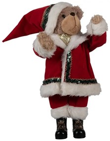 Dekorace stojící plyšový medvěd v oblečku Santa Teddy Bear - 26*20*51 cm
