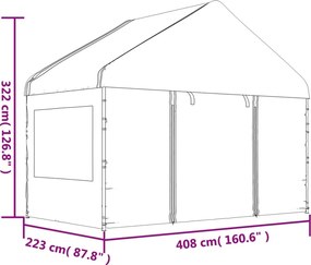 vidaXL Altán se střechou bílý 4,46 x 4,08 x 3,22 m polyethylen [3155486]