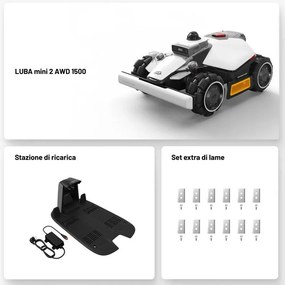 Mammotion LUBA mini 2 AWD 1500 LiDAR 360°+AI-Vision robotická sekačka - 1500m2, sklon až 80%, Wifi/Bluetooth/4G + Data na 3 roky ZDARMA