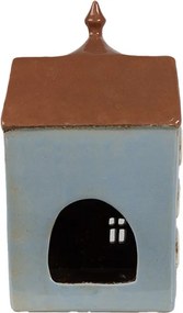 Modrý keramický domeček na čajovou svíčku Houthem X – 13x9x22 cm