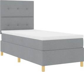 Postel s boxspringem s čelo Světle šedá 80 x 200 cm textil 3339574