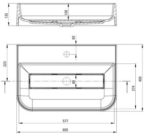 Deante Arnika, granitové umyvadlo na desku 605x405x135 mm, šedá, DEA-CQA_SU6S