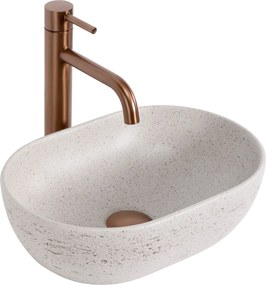 Rea Mira, oválné umyvadlo na desku, 375x255x120mm, béžová-imitace kamene, REA-U3224