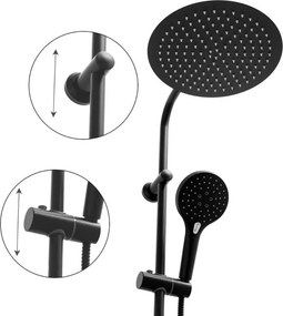 Erga Bergen, sprchový set s termostatickou baterií a dešťovou sprchou 30 cm, černá matná, ERG-YKA-BP.BERGEN THERM 30 BLK