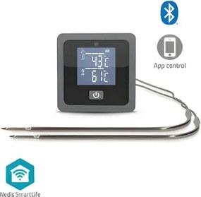 Nedis Teploměr na maso SmartLife šedá / Teploměr / Bluetooth / 2 sondy