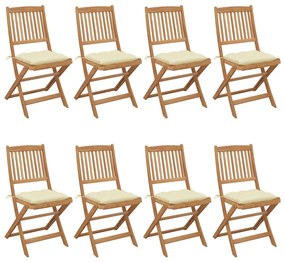 Skládací zahradní židle s poduškami 8 ks masivní akácie,  3075038