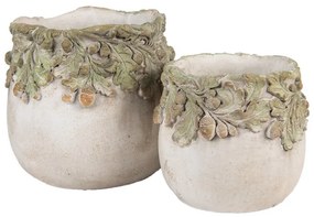 Cementový květináč s plastickými žaludy Terazzo I S – 15x13 cm