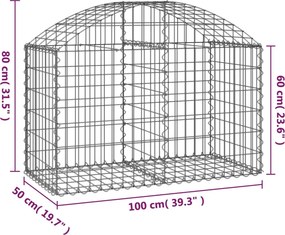 Klenutý gabionový koš 100 x 50 x 60/80 cm pozinkované železo 153433