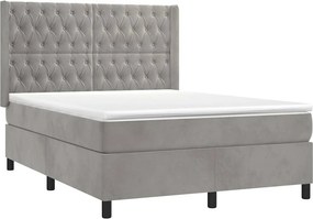Box spring postel s matrací světle šedá 140x190 cm samet 3132855