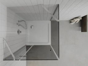 Mexen Roma, sprchový kout s křídlovými dveřmi 100 (dveře) x 100 (stěna) cm, 6mm šedé sklo, chromový profil + slim sprchová vanička bílá + chromový sifon, 854-100-100-01-40-4010