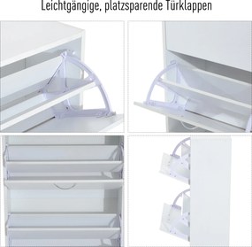 HOMCOM Moderní botník do předsíně s 2 zásuvkami a nastavitelnými policemi 60x24x80 cm Bílý