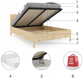 INTERBEDS postel 180x200 dřevěný kovový zvedací rošt Continental Matrace