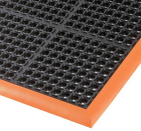 Černo-oranžová olejivzdorná průmyslová extra odolná rohož Safety Stance - 163 x