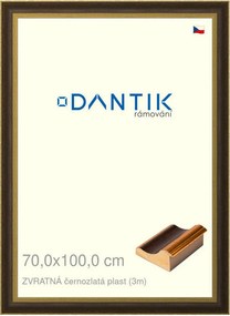 DANTIK rámeček 70x100 | ZVRATNÁ černozlatá plast (Plexi Čiré)