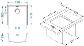 ALVEUS 1150047 - Kuchyňský dřez OMNI 45x45 cm granit/béžová