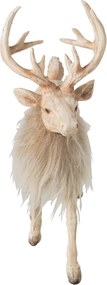Vánoční dekorace Jelen Deer s kožíškem světle béžový – 23*8*24 cm