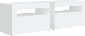 Noční stolky 2 ks s LED osvětlením bílé 60 x 35 x 40 cm 3080734