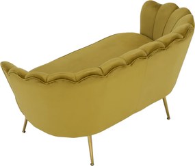 Lavice ve stylu Art-deco, hořčicová Velvet látka / gold chrom-zlatý, NOBLIN