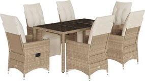 7dílný zahradní bistro set s poduškami béžový polyratan 3276940