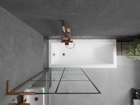 Mexen Next L, 1-křídlová vanová zástěna 80 x 150 cm, 6mm čiré sklo-černý vzor, ​​růžové zlato profil, 895-080-000-03-77-60