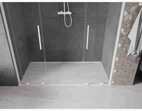 Mexen Velar L Duo, posuvné sprchové dveře do otvoru 170 cm, 8mm čiré sklo, bílá matná, 871-170-003-02-20