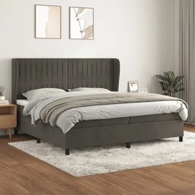 Box spring postel s matrací tmavě šedá 200x200 cm samet,  3129352