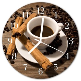 Nástenné skleněné hodiny Špenátová káva fi 30 cm