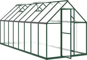 Skleník s podkladovým rámem zelený 445 x 169 x 195 cm hliník 3266333