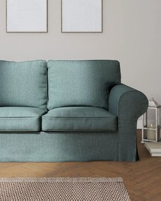 Potah na pohovku IKEA Ektorp 3-místná rozkládací, NOVÝ MODEL 2013 barva modrá látka pletený vzor