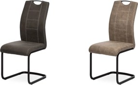 Autronic Pohupovací jídelní židle DCL-413 GREY3, šedá látka v dekoru vintage kůže, bílé prošití/černý kov