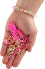 _Ostatní 1_ UDĚLEJ SI NÁRAMEK Gumičky LOOM BANDS 200ks set s doplňky strakaté 00861512