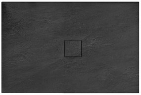 Rea BLACK STONE - Kamenná sprchová vanička 80 x 100 x 3,5 cm + sifon, černá, REA-K9756