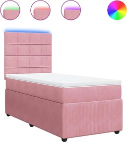 Box spring postel s matrací růžová 90x200 cm samet 3294543