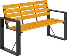 Outsunny 2místná zahradní lavice — 136 × 54 × 82 cm (přírodní dřevo) | Aosom