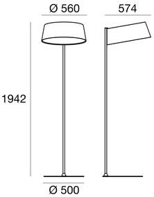 Stilnovo 8099 Oxygen_FL2, žlutá stojací lampa se stmívačem, 36W LED 3000K, výška 194cm