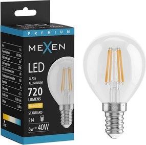 Mexen Vintis, LED filamentová žárovka E14, G45, 6 W, teplá bílá 2700K, čirá, L156-E14-0627-00