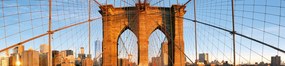DIMEX | Fototapeta do kuchyně Brooklyn Bridge KI-260-116 | 260 x 60 cm | modrá, oranžová, hnědá