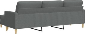 3místná pohovka s podnožkou tmavě šedá 210 cm textil 3278250