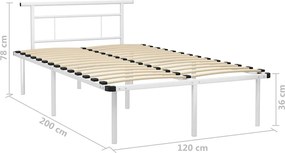 Rám postele bílý kov 120 x 200 cm 324827