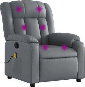 Masážní polohovací křeslo šedé, umělá kůže 3205765