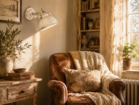Nástěnná bílá retro lampa - 21*30*19 cm E14/25W