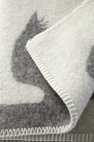 Vlněná deka s motivem šedobílá 130cm x 200cm