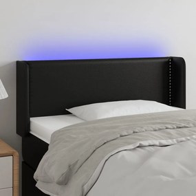 Čelo postele s LED černé 93 x 16 x 78/88 cm umělá kůže