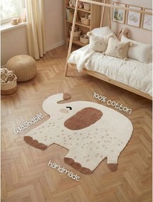 Hnědý/krémový pratelný/ručně tkaný bavlněný dětský koberec 95x120 cm Snuggle Emmi – Hanse Home