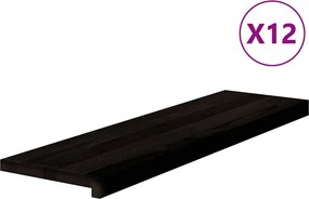 Nášlapy na schody 12 ks hnědo-černé 90x25x2 cm masivní dub 3283039