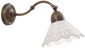 Il Fanale Fior di Pizzo, nástěnné svítidlo v rustikálním stylu z antické mosazi a keramiky, 1x15W LED E27, výška 18,5cm