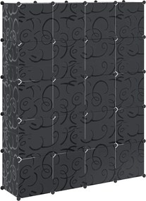 Modulární skříň se 14 přihrádkami černobílá 37 x 146 x 180,5 cm 240499