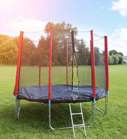 Premium Červená trampolína 366 cm s ochrannou sítí + žebřík + krycí plachta